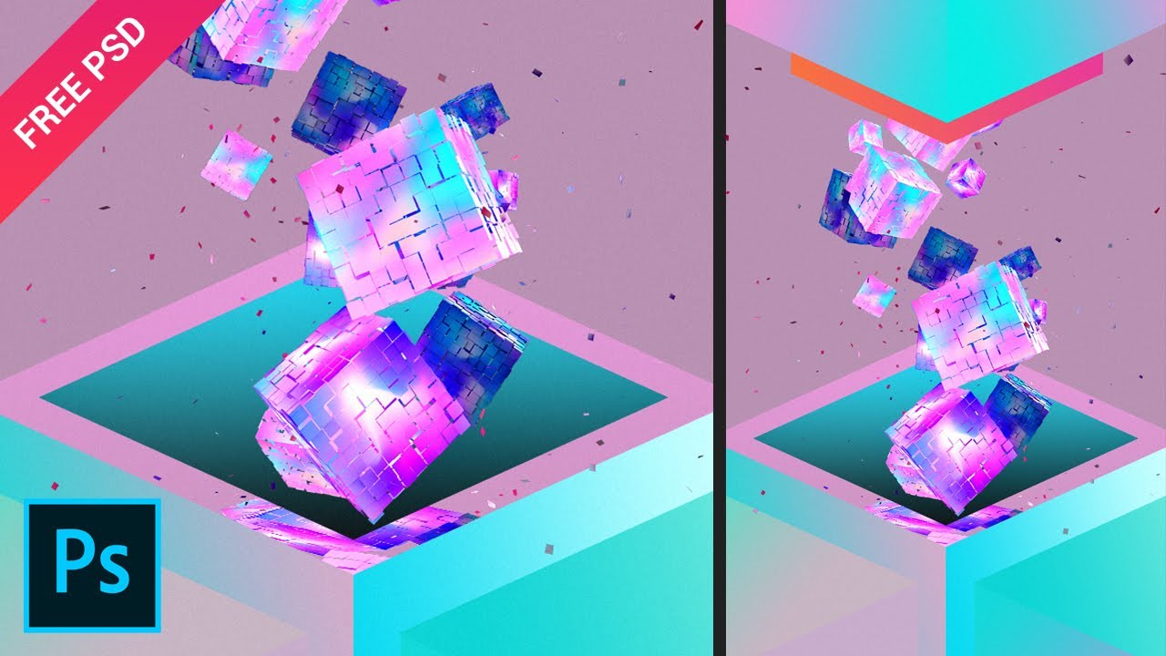 Cube Falls 3D Gradient - Tutorial Photoshop 2020 - YouTube