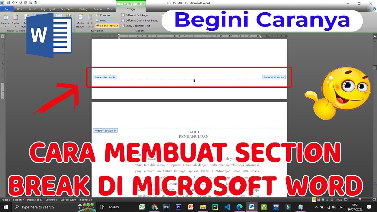 Cara Membuat Section Break di Microsoft Word 2010 - YouTube