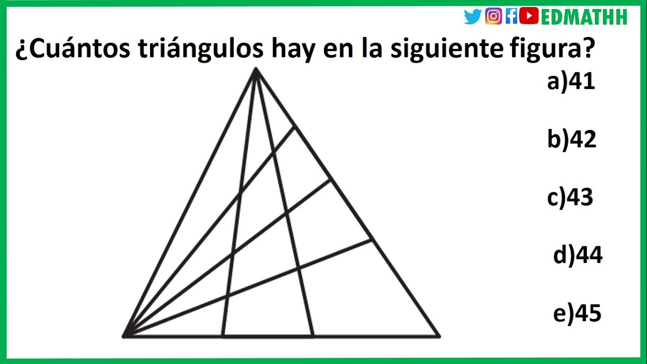 Razonamiento matemático: conteo de figuras, numero de triángulos - YouTube