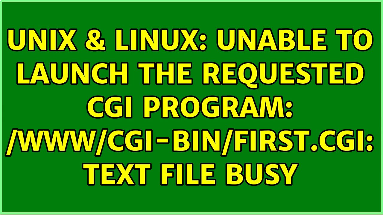 Unix And Linux Unable To Launch The Requested Cgi Program Cgi Bin First Cgi Text File Busy