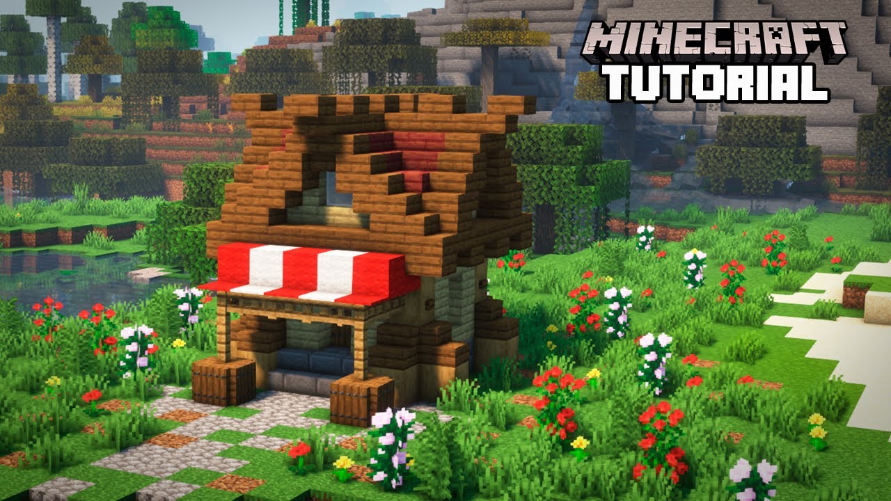 COMO CONSTRUIR UM PEQUENO MERCADO MEDIEVAL - Minecraft Tutorial - YouTube