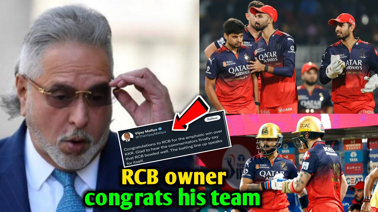 Rcb owner vijay Mallya congrats his team || RCB won vs kkr season 18 ...
