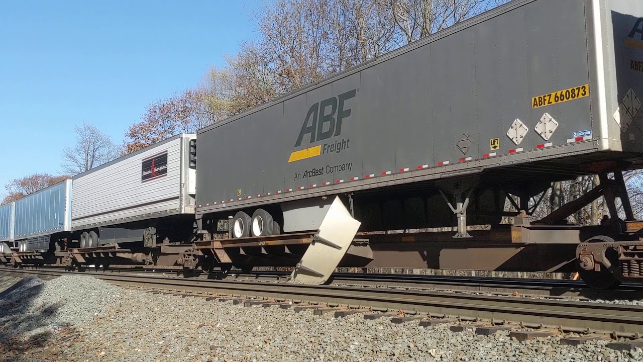 Dragging Equipment: Trailer skirt drags on Norfolk Southern train - YouTube