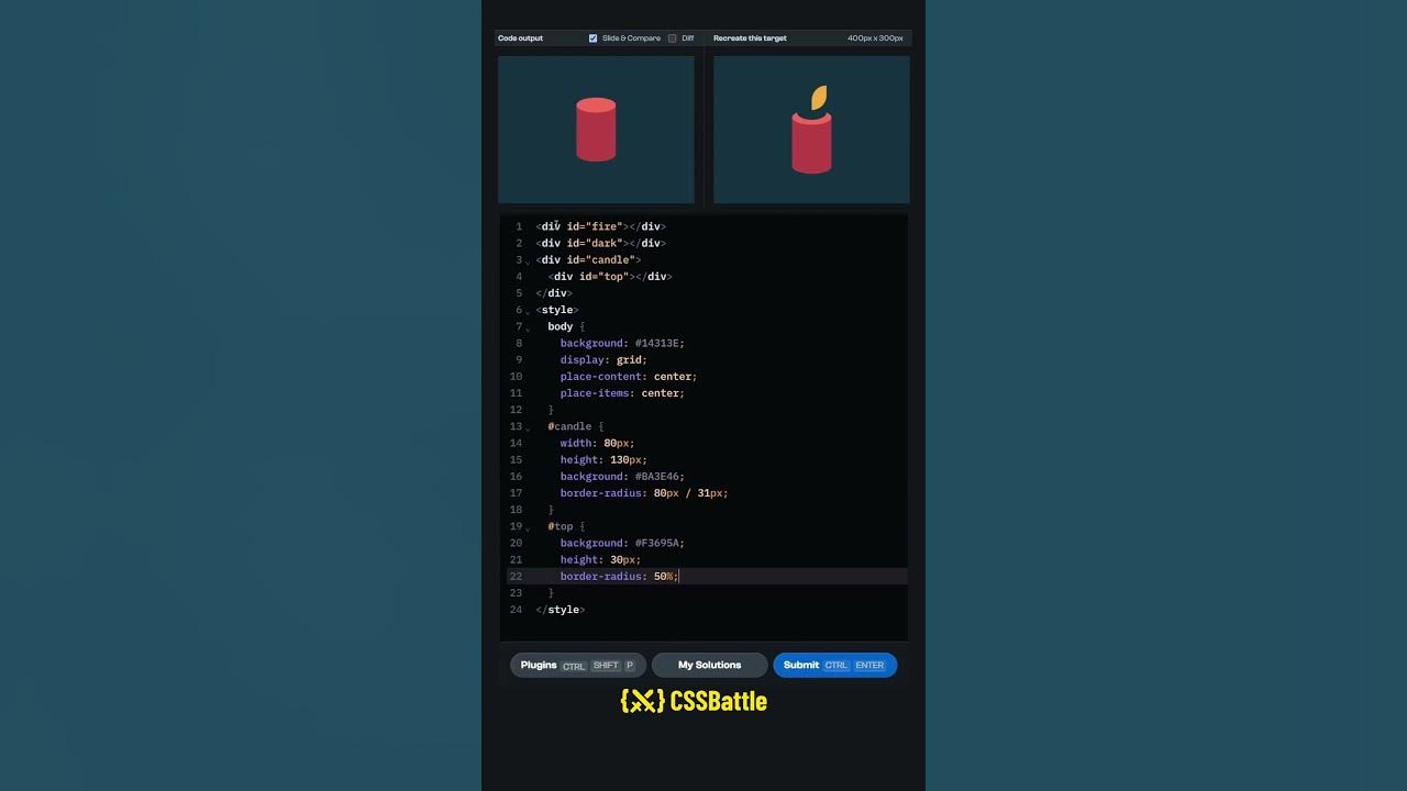 Css Battle 98 Candle Solution Cssbattle Codingshorts Coding Css Challenge Youtube