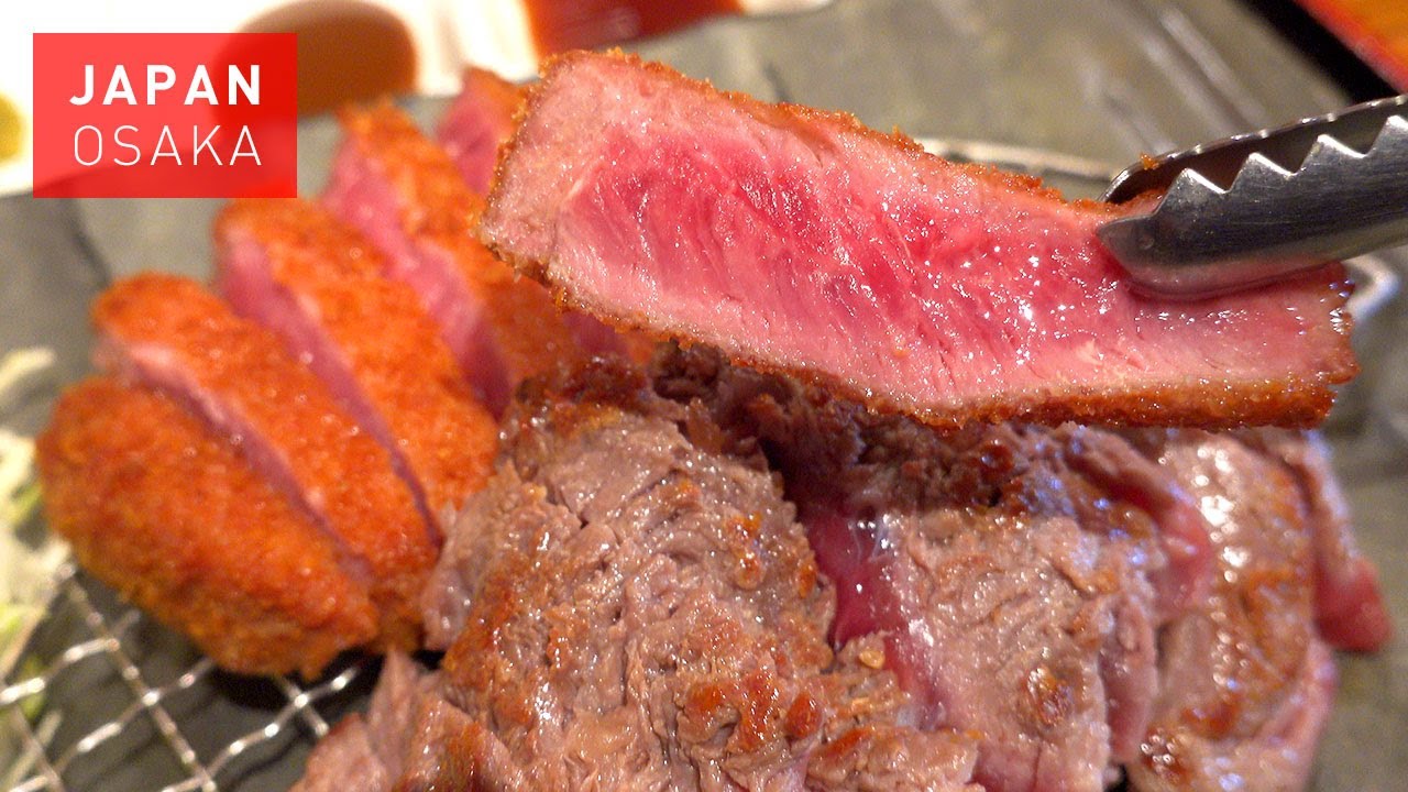 오사카 / 하나씩 구워먹는 규카츠 + 스테이크 타케루 / Japanese Gyukatsu + Steak TAKERU Osaka ...