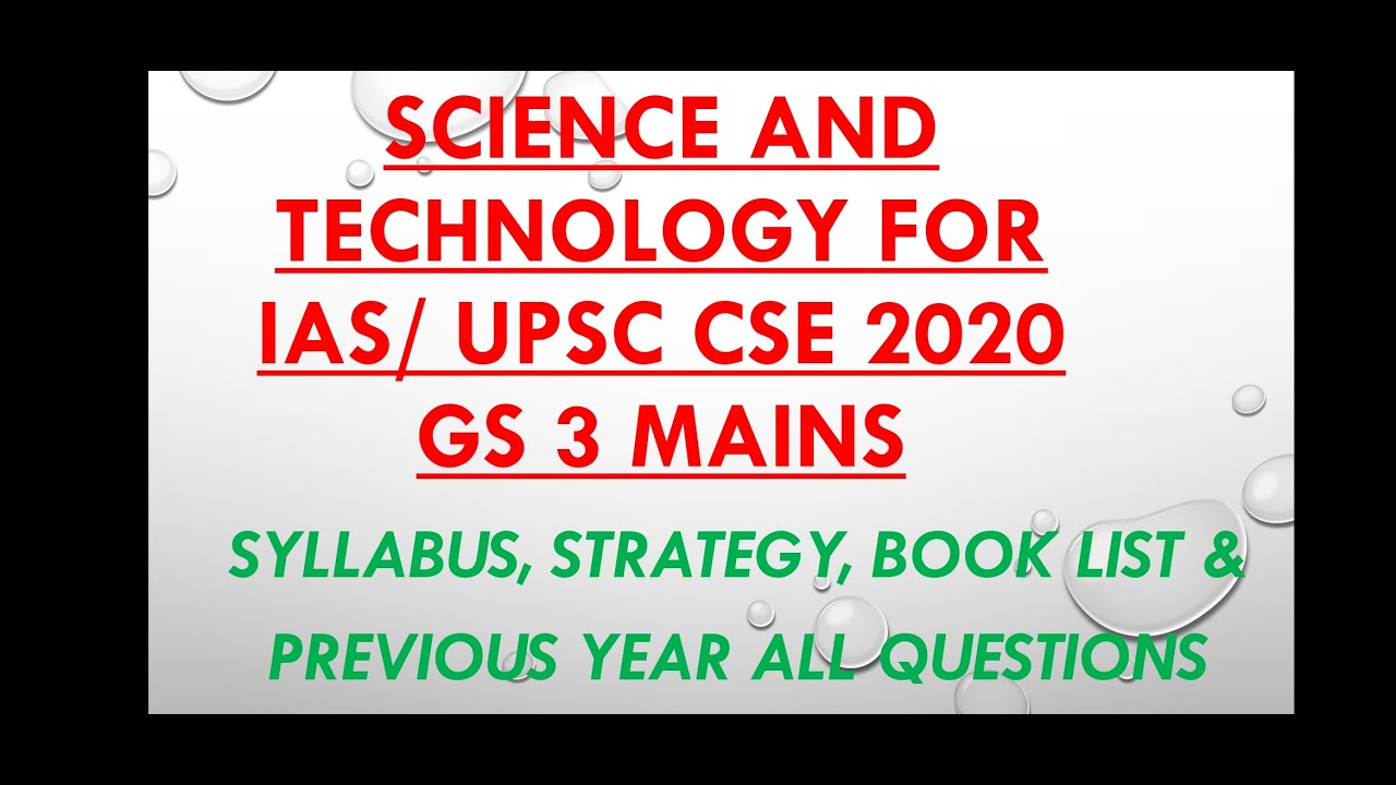 UPSC Mains 2023 GS Paper 3 Science & Technology | Syllabus,Strategy ...