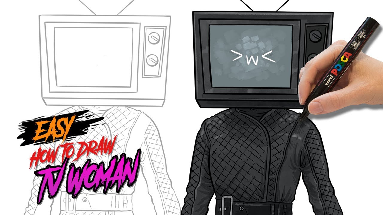 How to draw Tv Women from skibidi toilet - YouTube