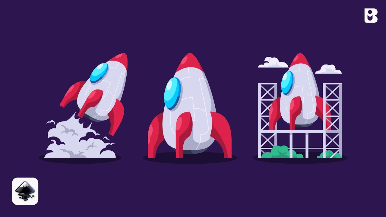 Tutorial make rockets illustration in inkscape - YouTube