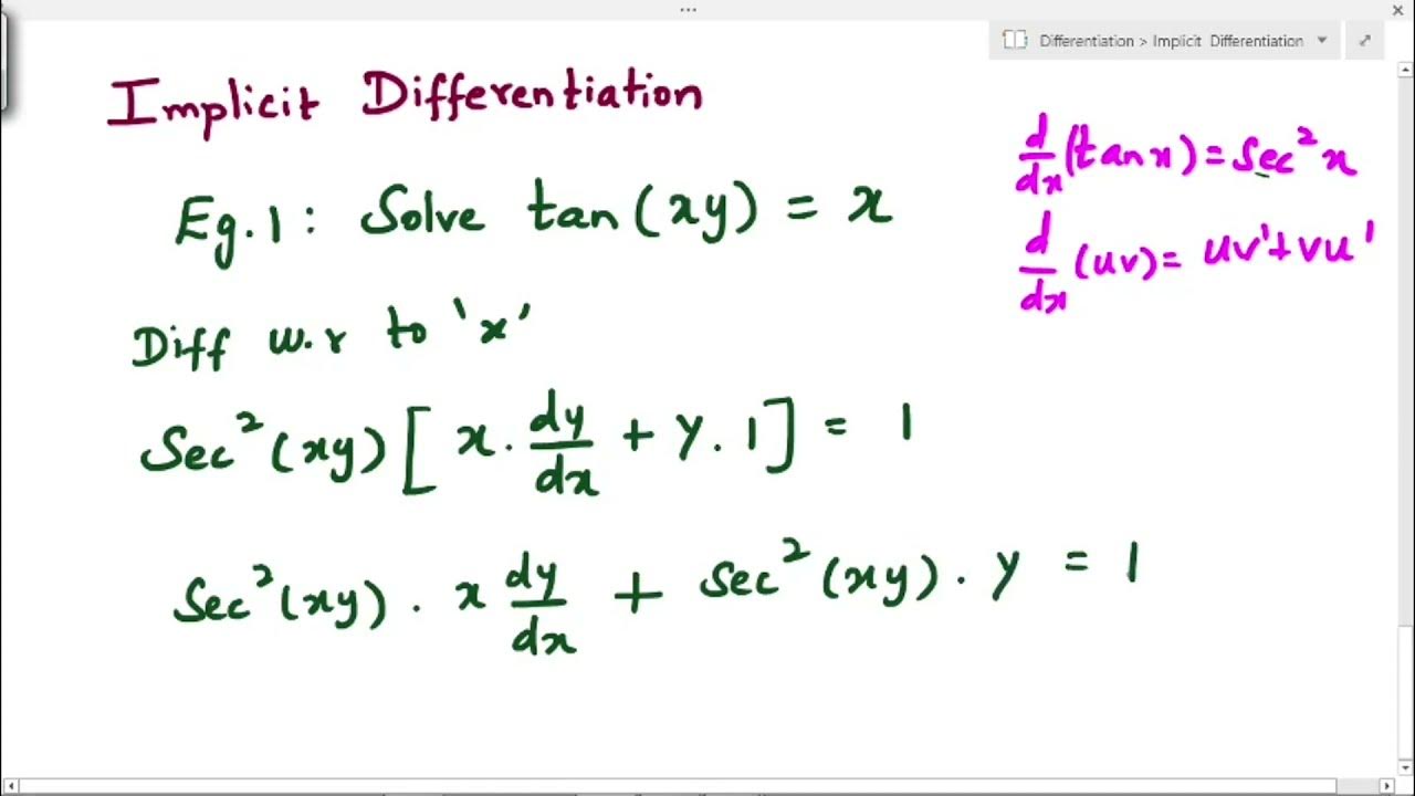 Implicit Differentiation | Simple Examples - Part 2 | Differential Calculus - YouTube