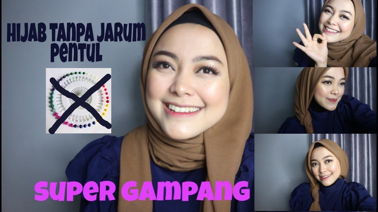 Tutorial segi empat tanpa jarum pentul||hijab simple||Tutorial hijab ...