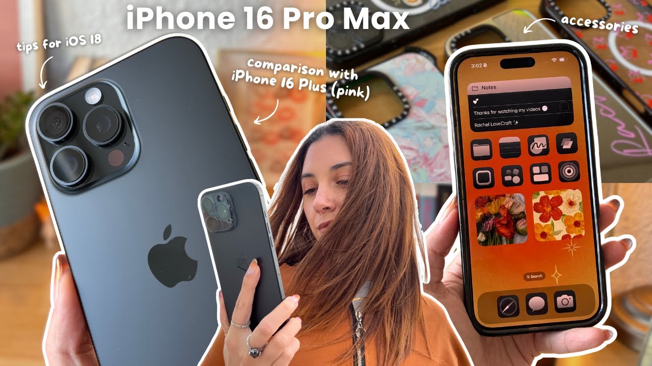 iPhone 16 Pro Max 🖤 aesthetic unboxing, accessories, iOS 18 tips ...