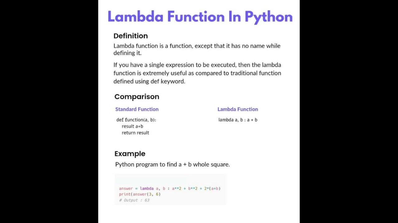 Lambda Function In Python Programming #education #python #pythonprogramming - YouTube