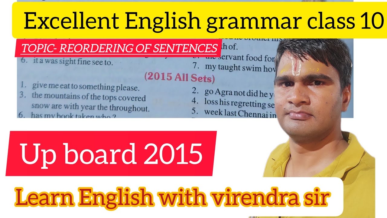 class 10 English grammar|reordering of sentence class 10|up board ...