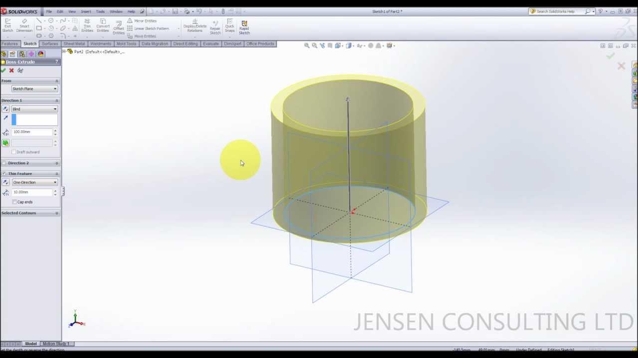 How to use the Boss Extrude Thin Feature in Solidworks - Tutorial - YouTube
