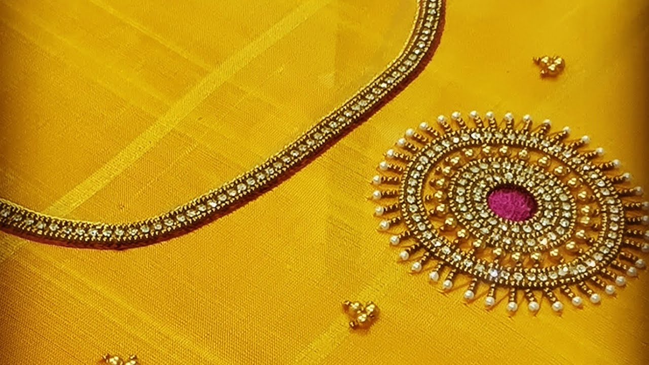 Aari work simple back neck design|Aari Gallery - YouTube