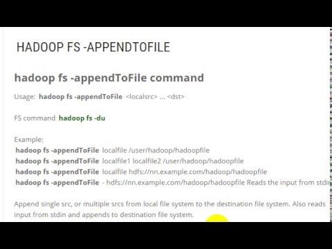 HADOOP FS APPENDTOFILE - YouTube