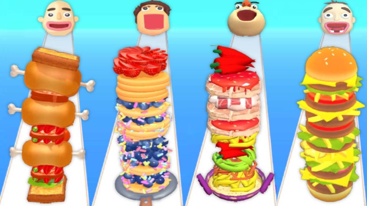 SANDWICH RUNNER vs PANCAKE RUN vs NOODLE RUN vs BURGER RUSH - Quadruple ...
