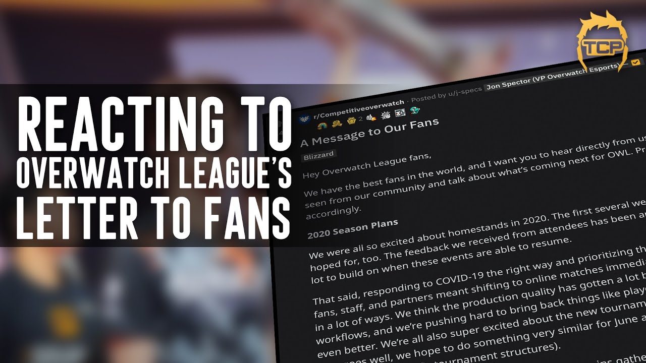 Does Jon Spector's Letter to Overwatch League Fans Miss the Mark? - YouTube
