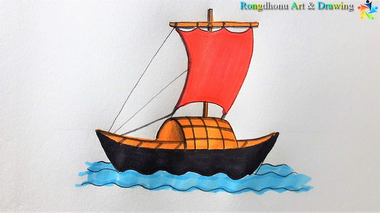 Pal tola Nouka Drawing ⛵পালতোলা নৌকা আঁকার সহজ নিয়ম ⛵Simple rules for ...