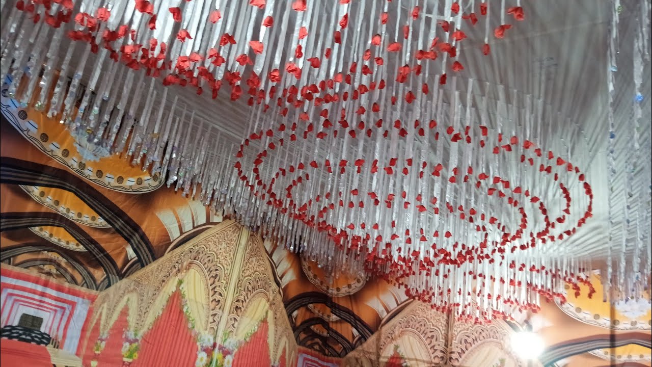.pandal Cloth celilng Design biye pendelwedding decoration with simple ...