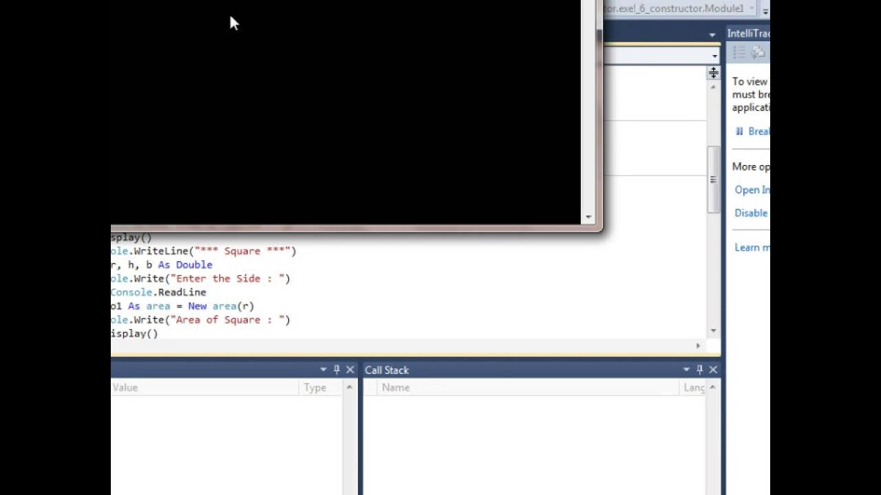 Write a program to calculate area of circle, square and triangle using constructor overloading ...