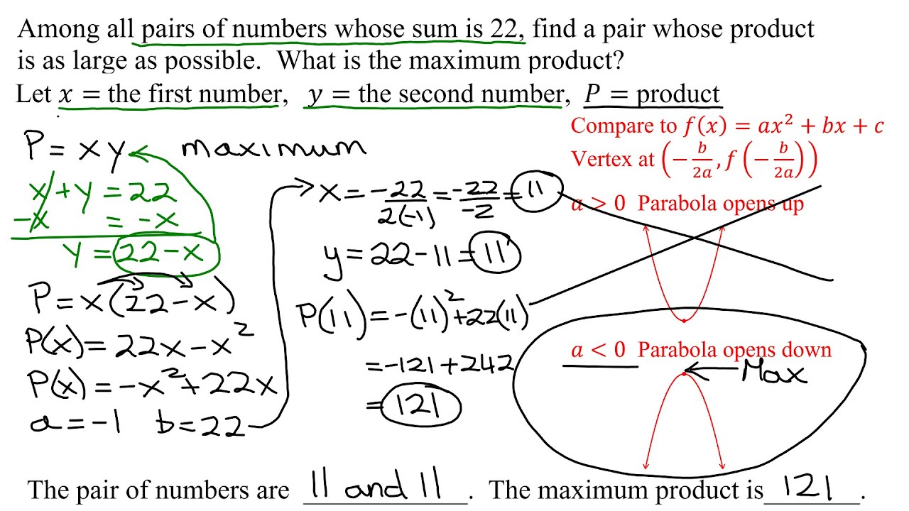 Find Maximum Product For Two Numbers With A Given Sum YouTube