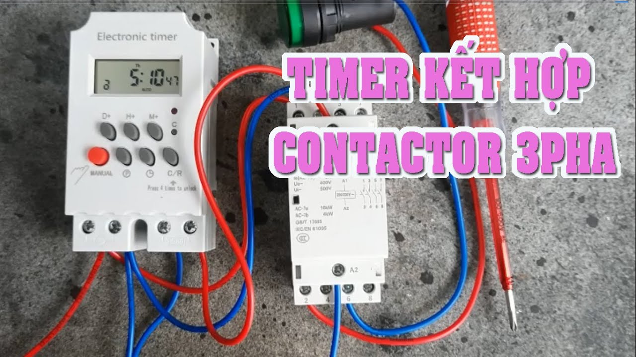 timer hẹn giờ điện tử kết hợp contactor 3 pha điều khiển công suất lớn ...