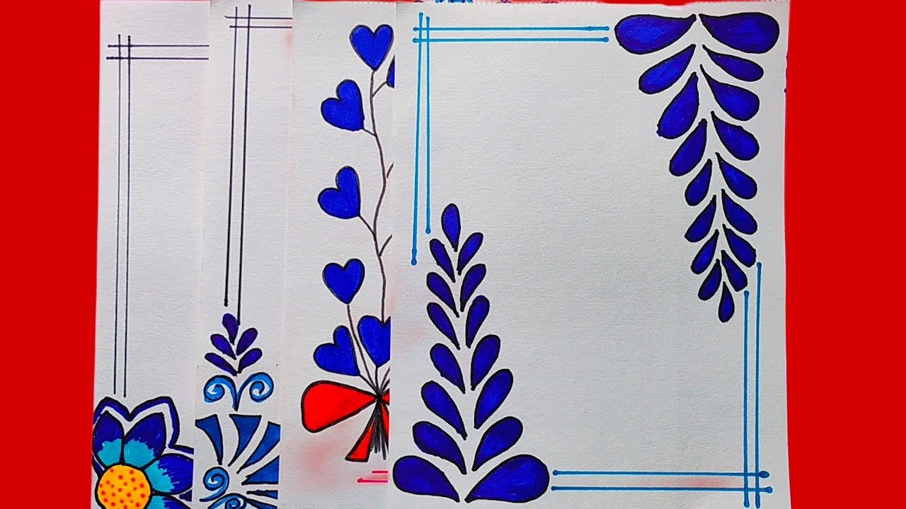 Blue colour Front Page Designs||Easy and Beautiful Border Design||A4 ...