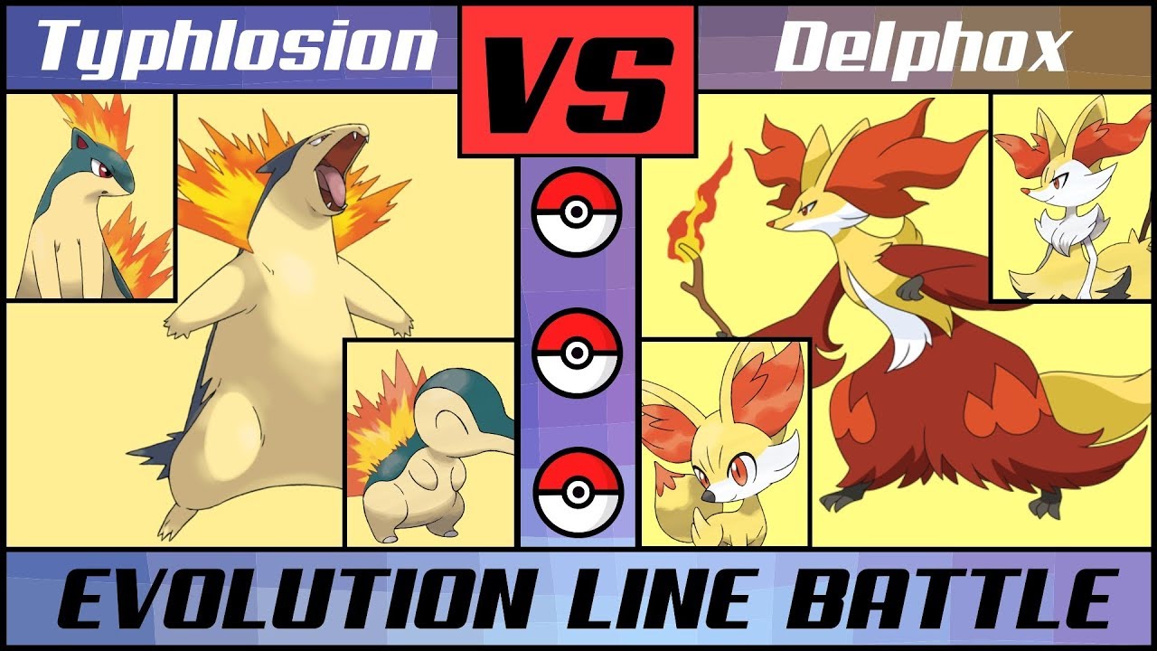 DELPHOX vs. TYPHLOSION - Fire Starter Evolution Line Battle (Pokémon ...