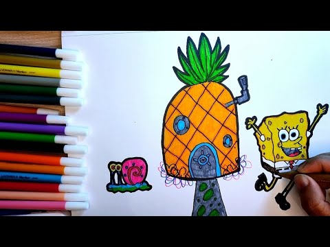 Menggambar dan Mewarnai SpongeBob SquarePants, Gery, Rumah Nanas - Drawing Coloring for Beginner ...