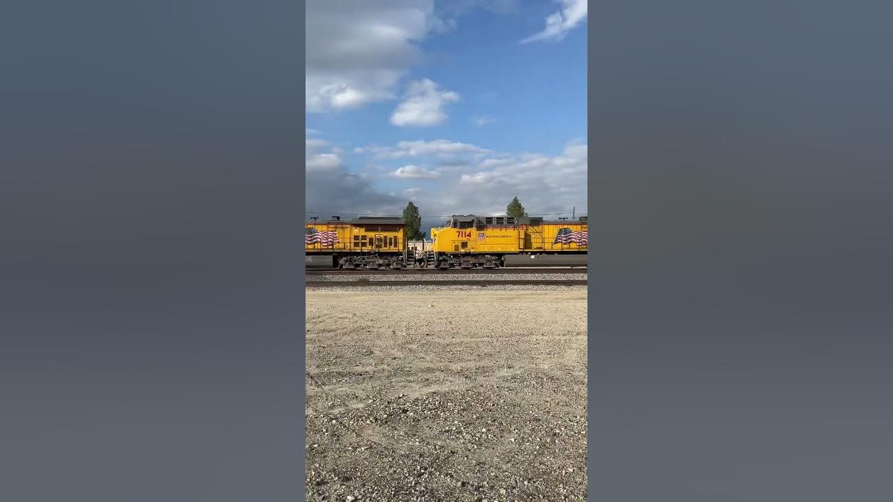 2/29/2024: UP 7130 and UP 7114 crawl through East Colton Heights - YouTube