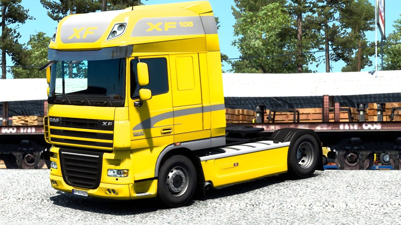 ETS 2 - DAF XF 105 Transporting a Crawler Tractor from Bialystok - YouTube