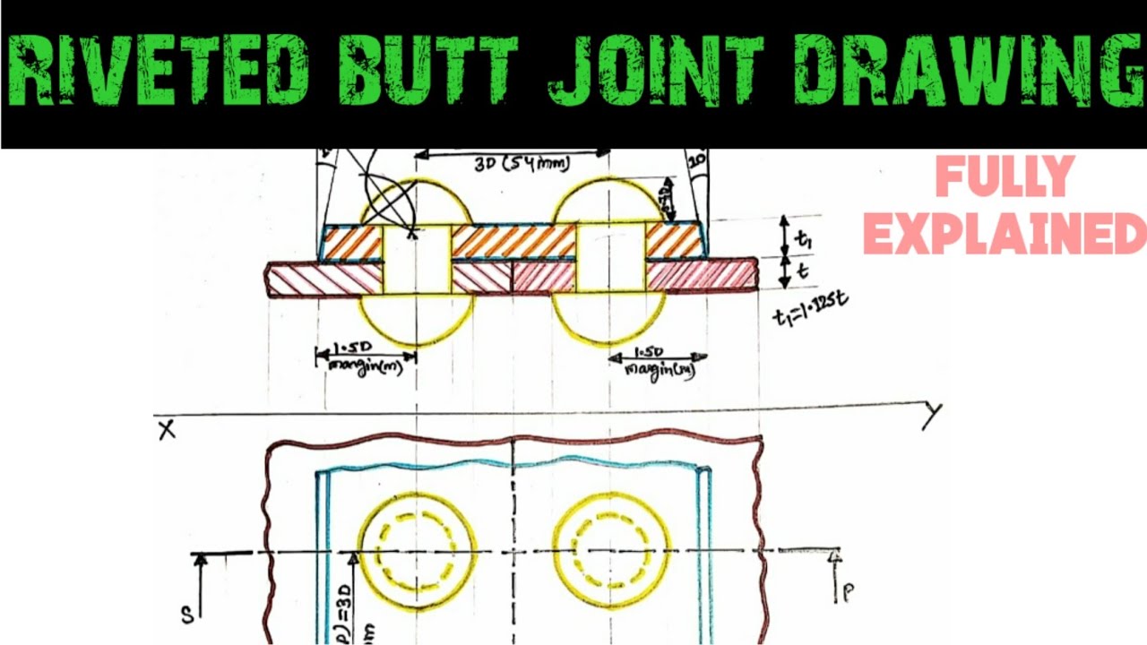 Riveted butt joint drawing - YouTube