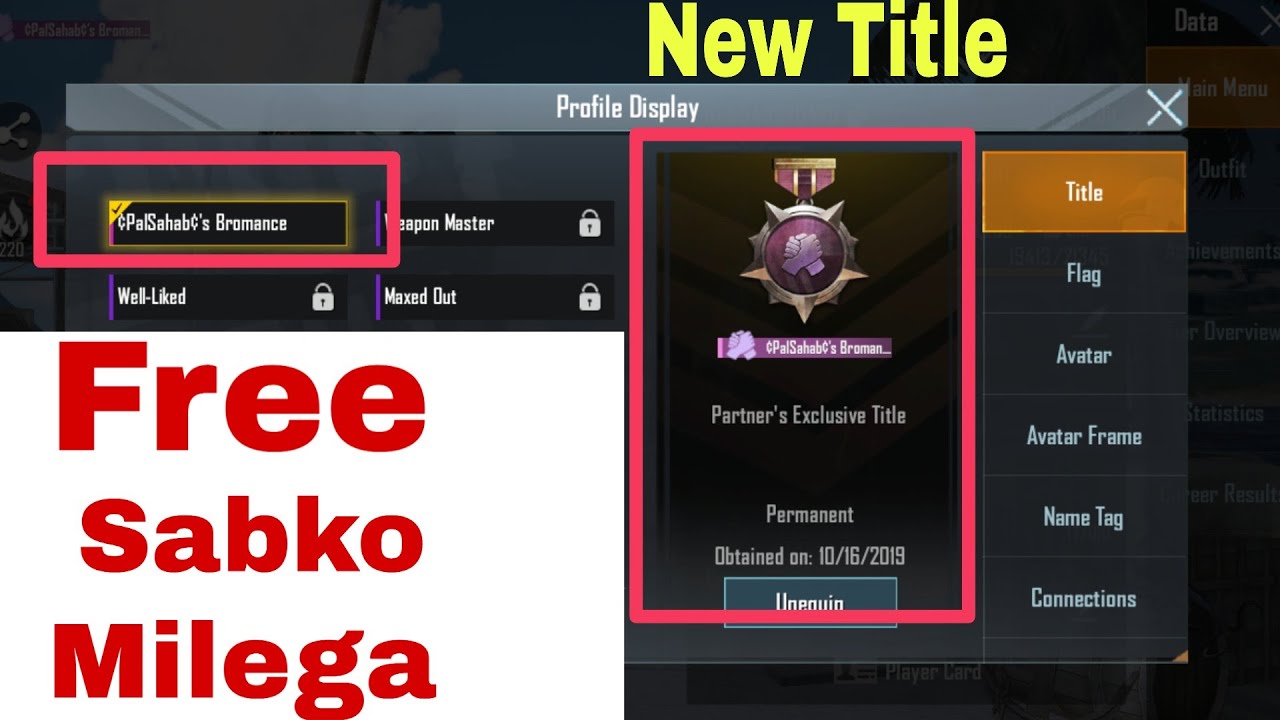 How To Get Partner Title Achievement In Pubg Mobile|Get New Legendary ...