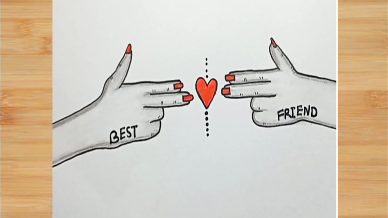 BFF Drawing | Two Best Friend drawing | Friendship Day Drawing | How to ...