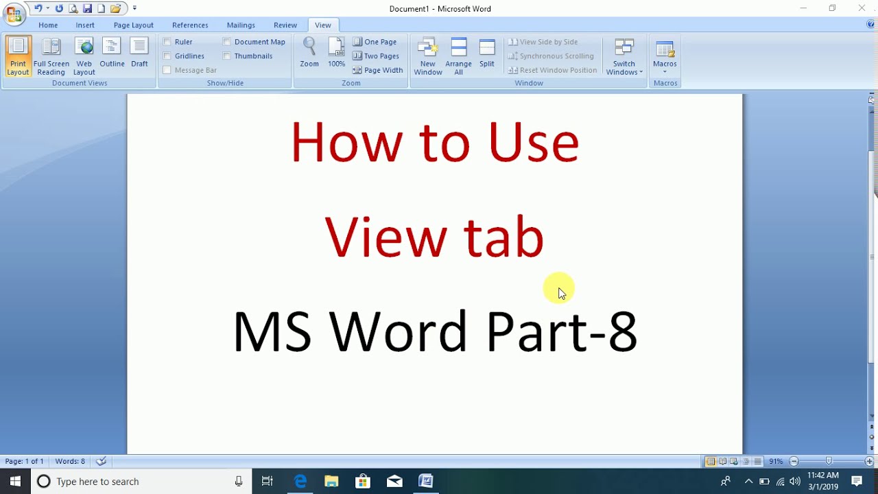 How To Use View Tab Microsoft Word Part 8 YouTube how-to-use-view-tab-microsoft-word-part-8-youtube