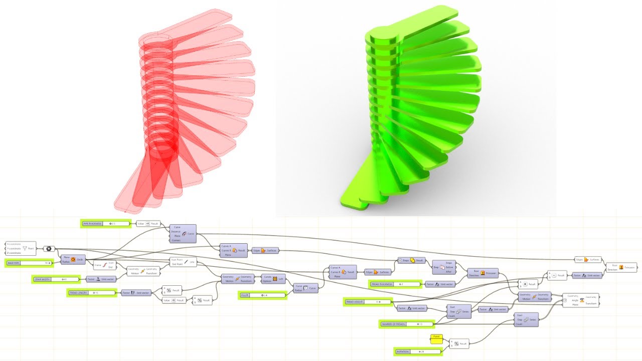 Rhino 6 and Grasshopper Spiral Stairs - YouTube