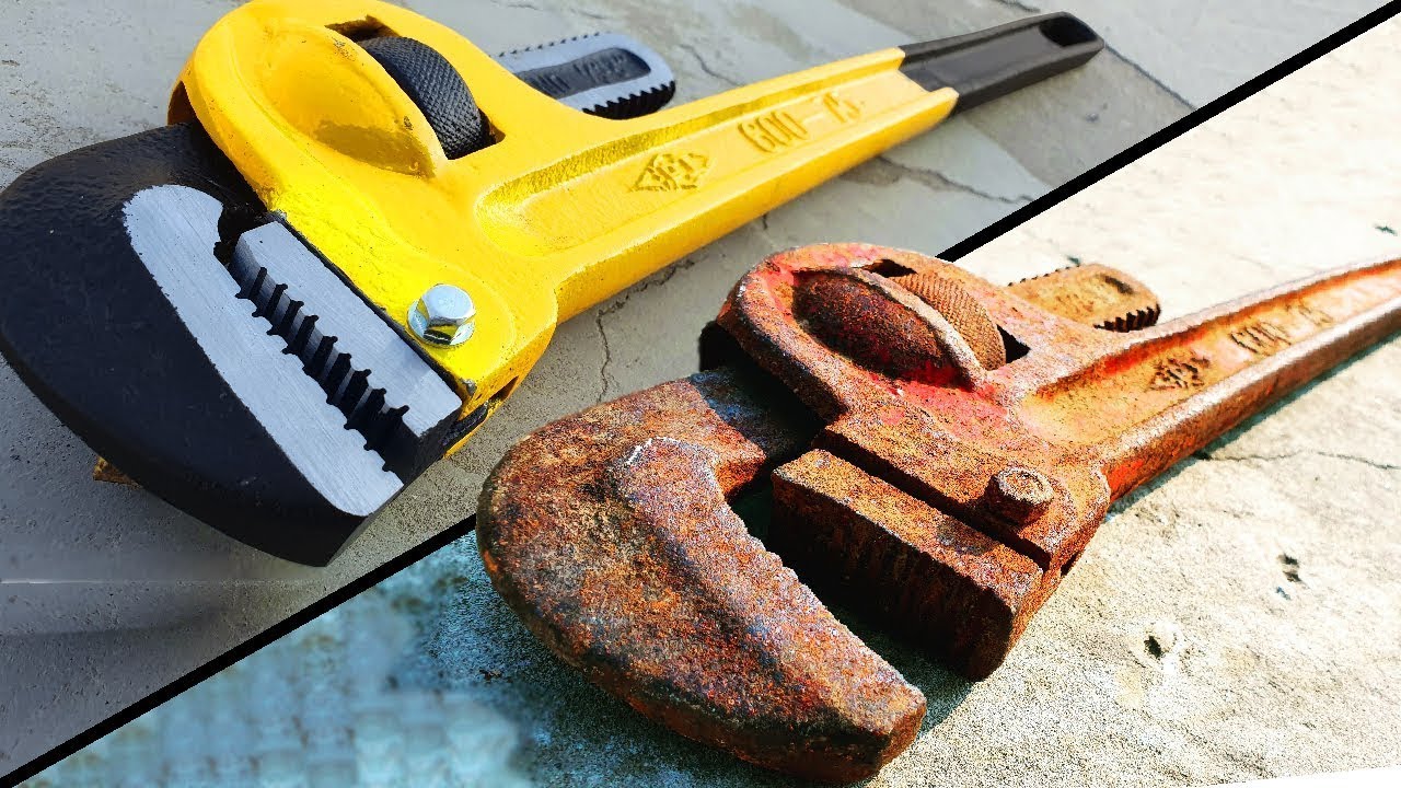 Rusted Giant Pipe Wrench - Full Restoration - YouTube