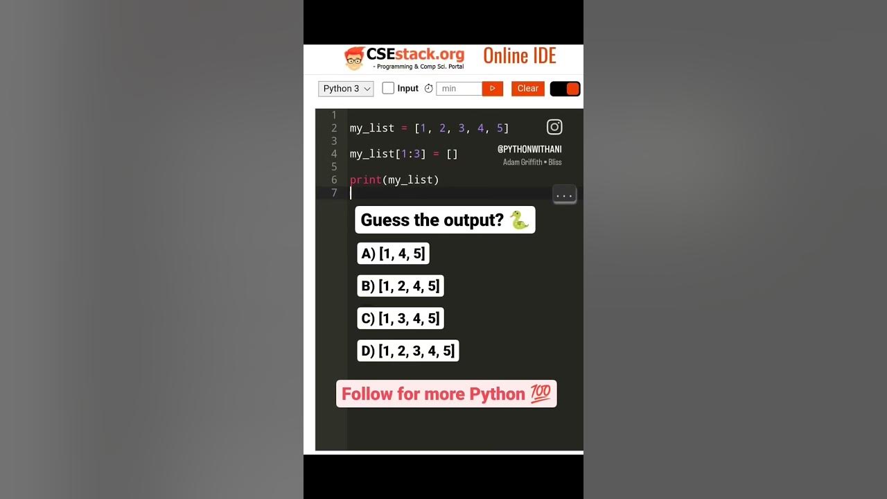 Guess The Python Output 💯👨‍💻 Youtube