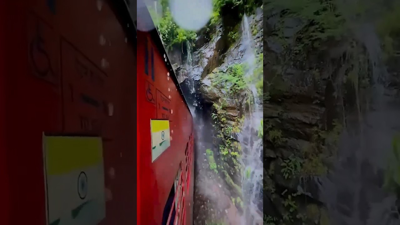 😍 train travel throught waterfalls 🚆 🚂| enroute to heaven.| love for ...