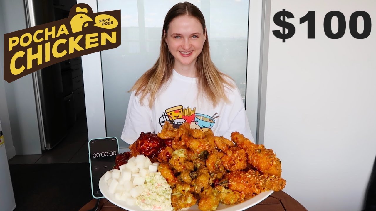 $100 Korean Fried Chicken Challenge (5 lb) - YouTube
