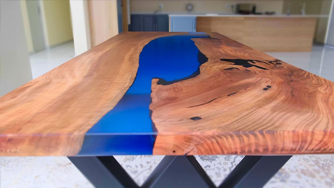 DIY Blue Epoxy Table Build - YouTube