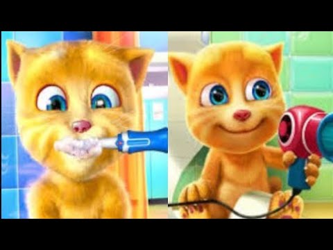 Talking Tom😻|Morning Routine🥶|Tooth brushing🪥|Taking Shower🌬️#Talking💨 ...
