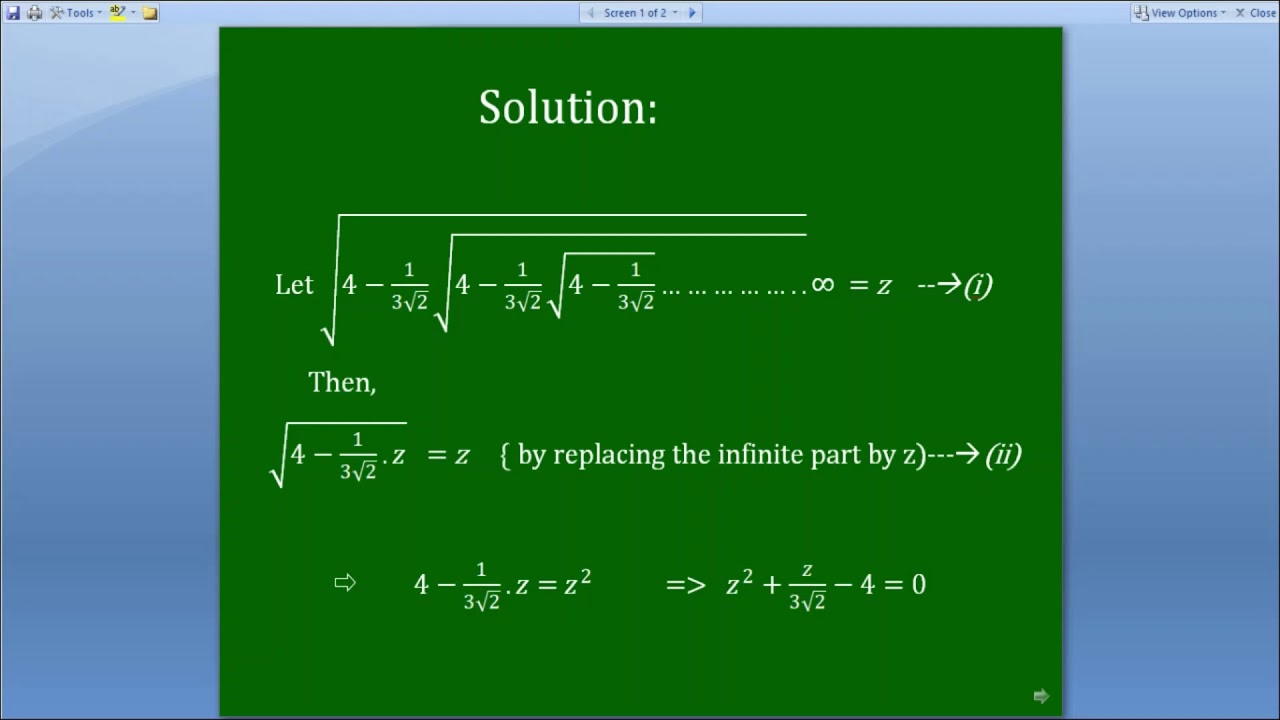 A logarithm question involving infinite iteration of square root. - YouTube