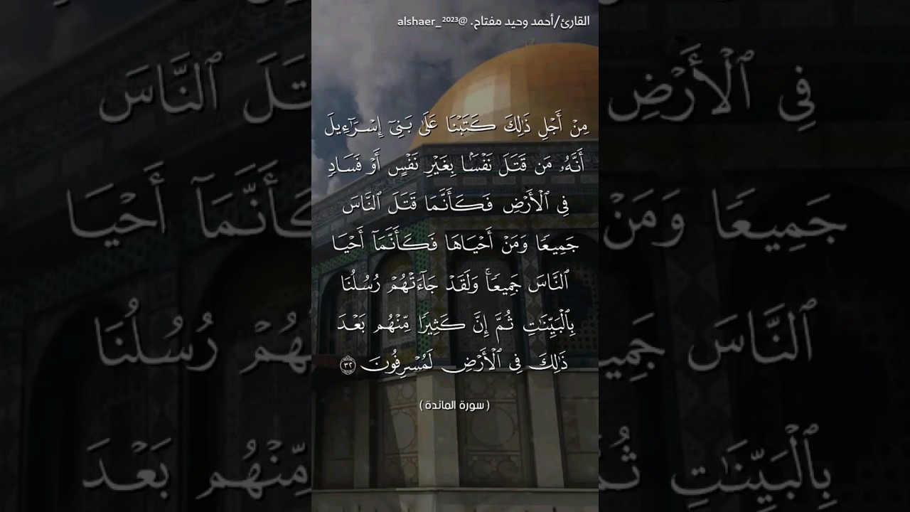 من قتل نفسا بغير نفس أو فساد فى الأرض فكأنما قتل الناس جميعا ومن أحياها