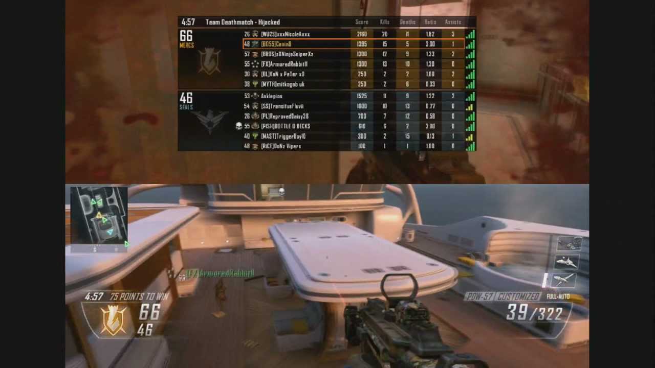 Black Ops 2 - Split Screen on Hijacked xbox 360 - YouTube