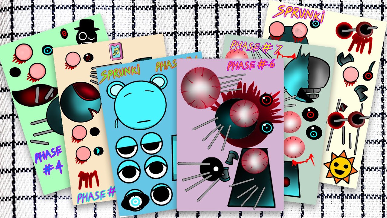 Paper DIY Incredibox SPRUNKI SKY PHASE 1 to 8 - Sprunki Sticker Book ...