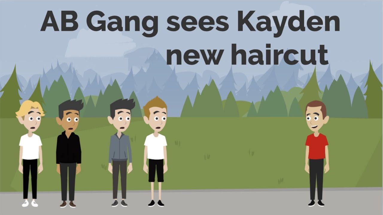 AB Gang sees Kayden's new haircut - YouTube