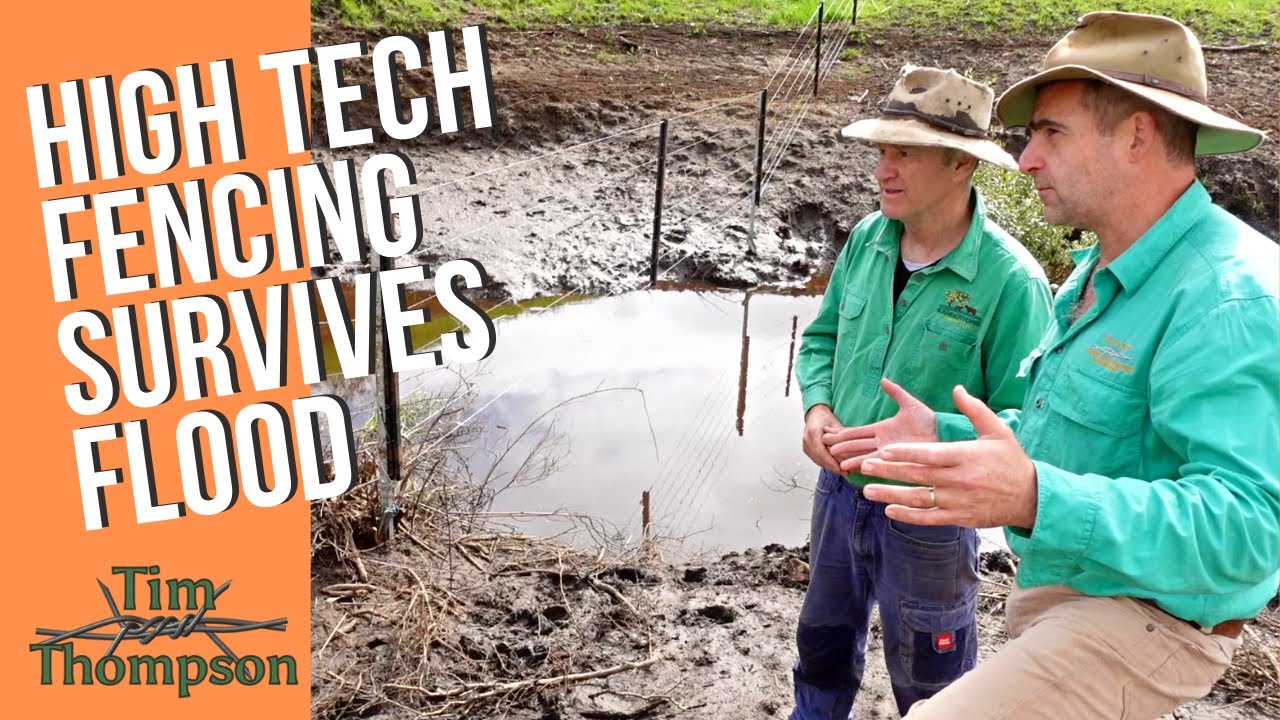 High tech Gallagher fence survives flood - YouTube