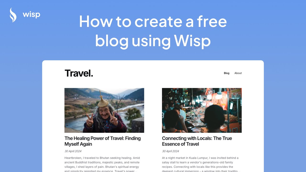 How to create a free blog using Wisp (without coding) - YouTube
